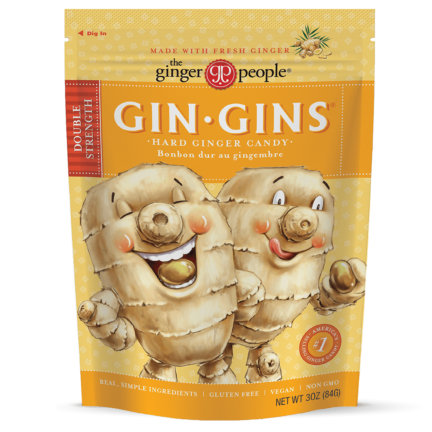 The Ginger People GIN GINS Double Strength Hard Ginger Candy, 3oz ...