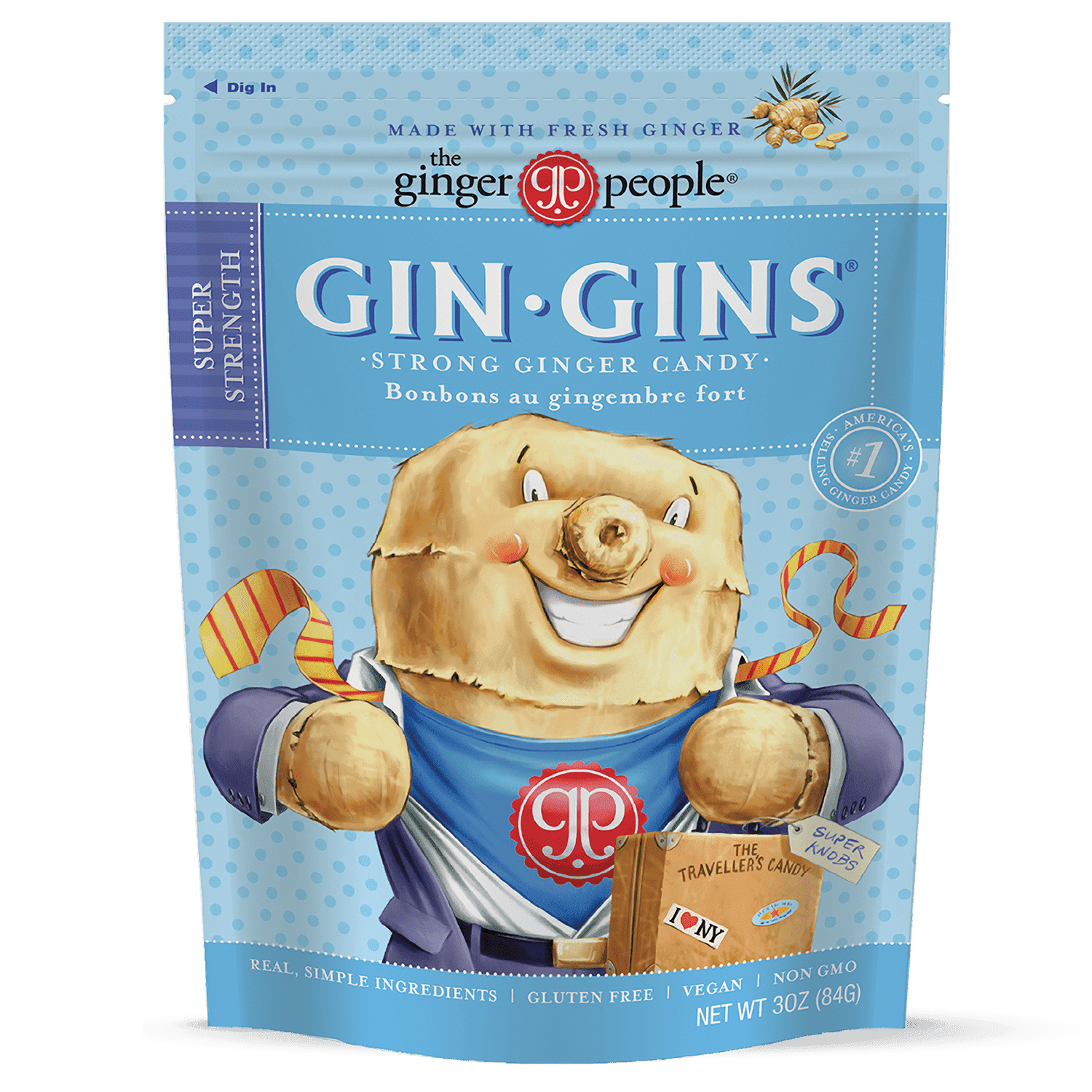 The Ginger People GIN GINS Super Strength Ginger Candy, 3oz - Pack of ...