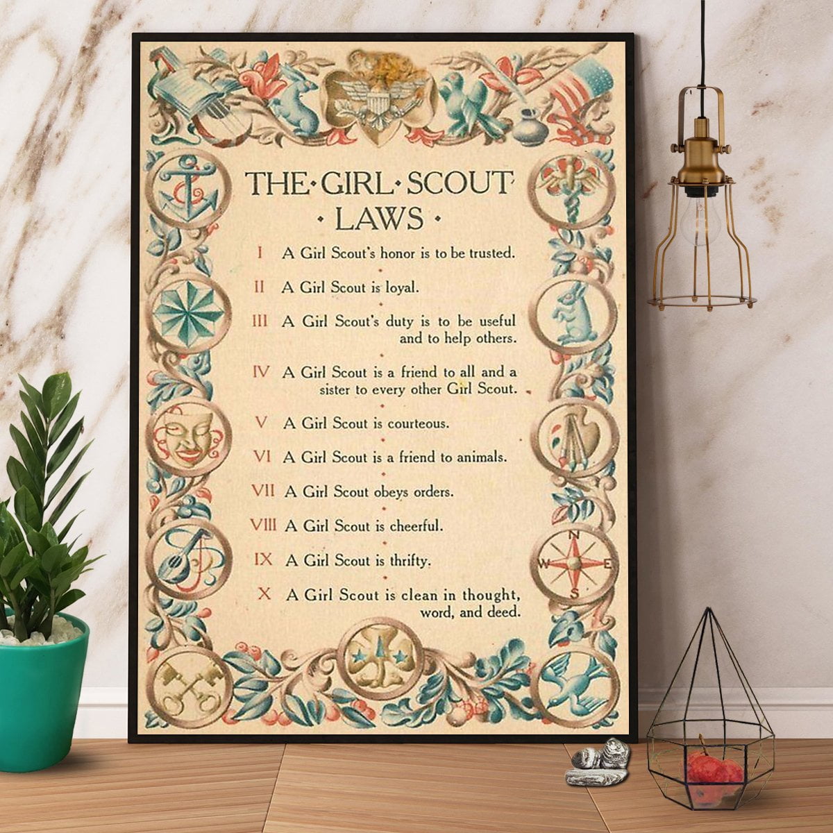 The Girl Scout Laws Vintage Paper Poster No Frame Matte Wall Art Decor ...