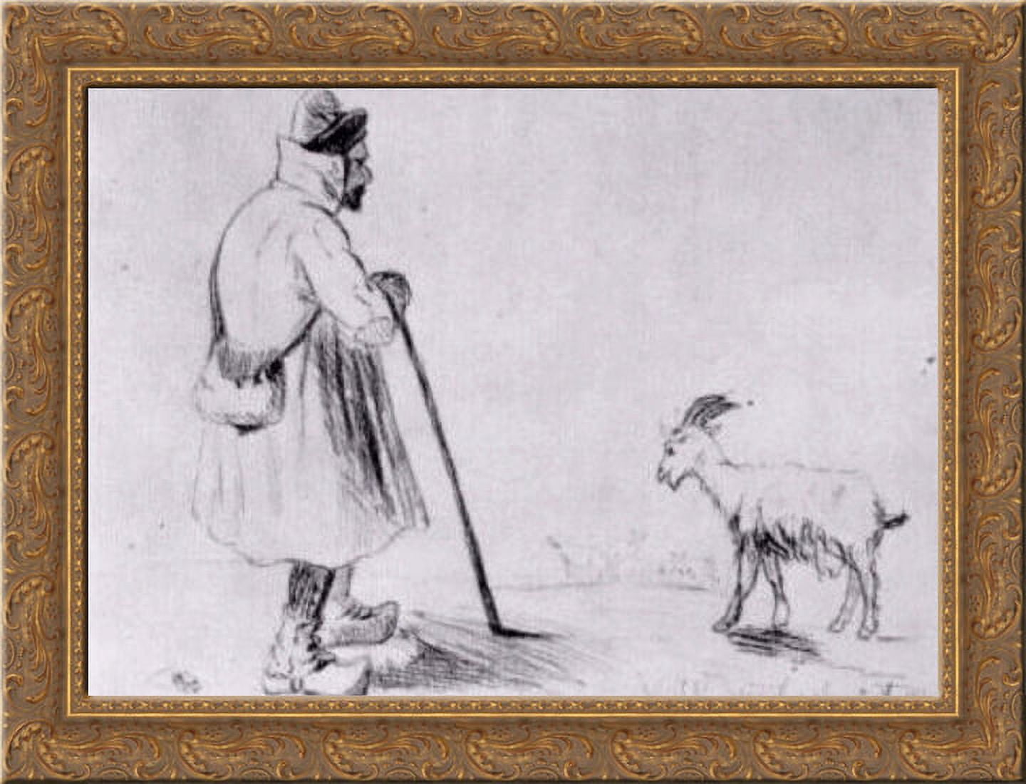 The Goat Herd 24x20 Gold Ornate Wood Framed Canvas Art by Vincent van ...