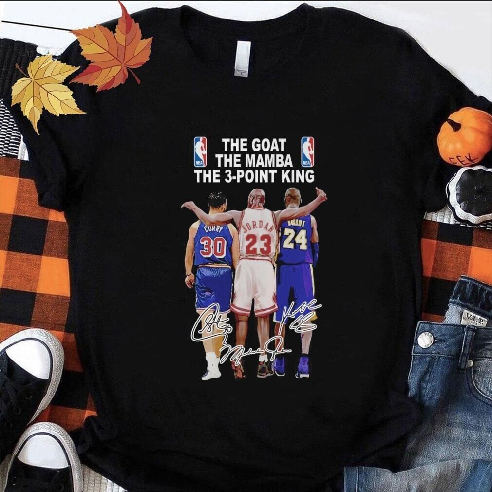 The Goat The Mamba The 3-point King Stephen Curry Michael Kobe Sign T ...