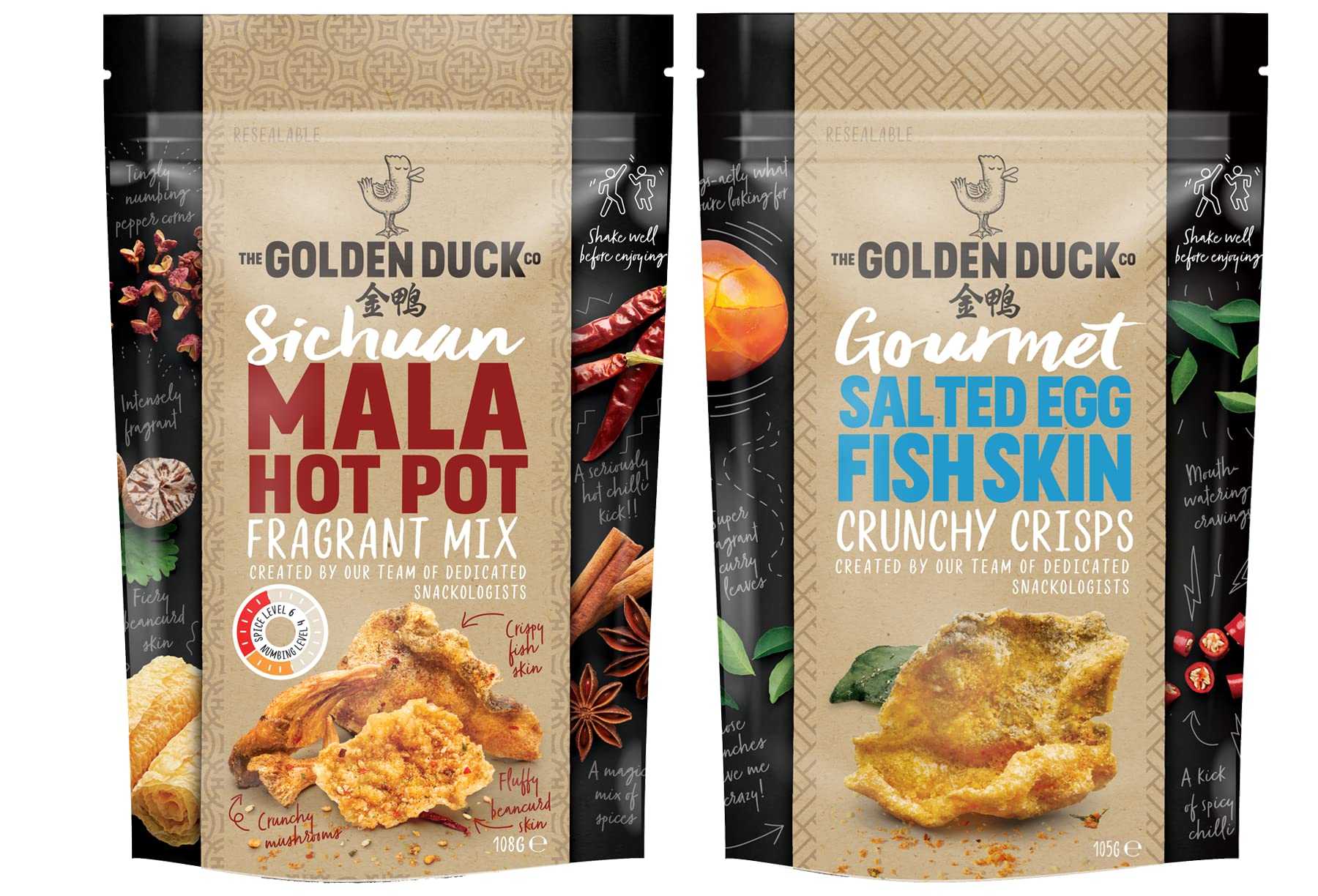The Golden Duck Gourmet DMF15 Salted Egg Fish Skin & Sichuan Mala Hot ...