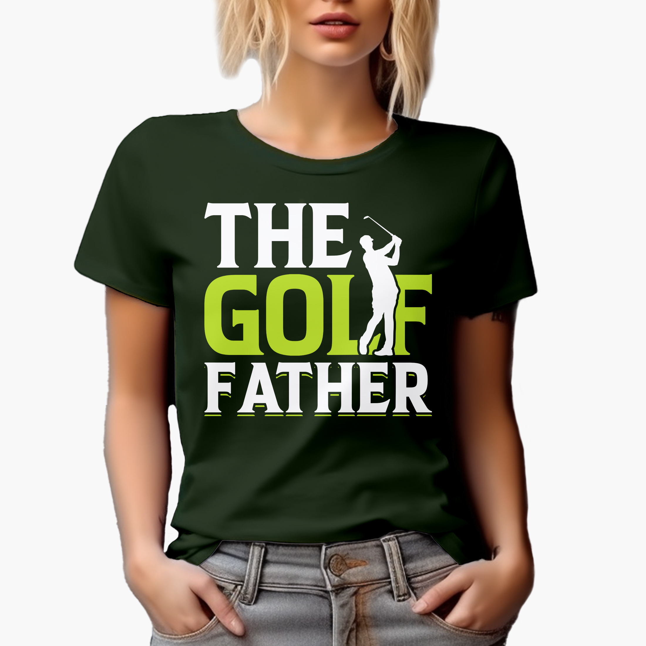 The Golf Father with a Swinging Man or Male Golf Player, Golfing or ...