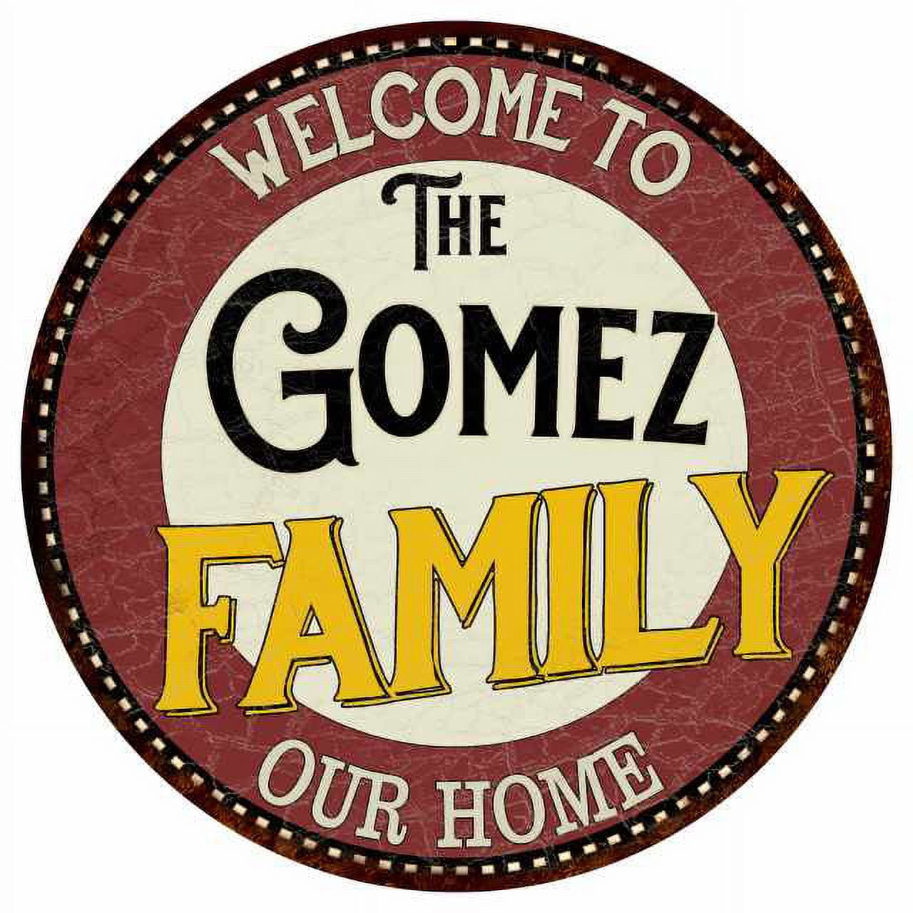 The Gomez Family 14" Round Metal Sign Kitchen Game Room Décor ...