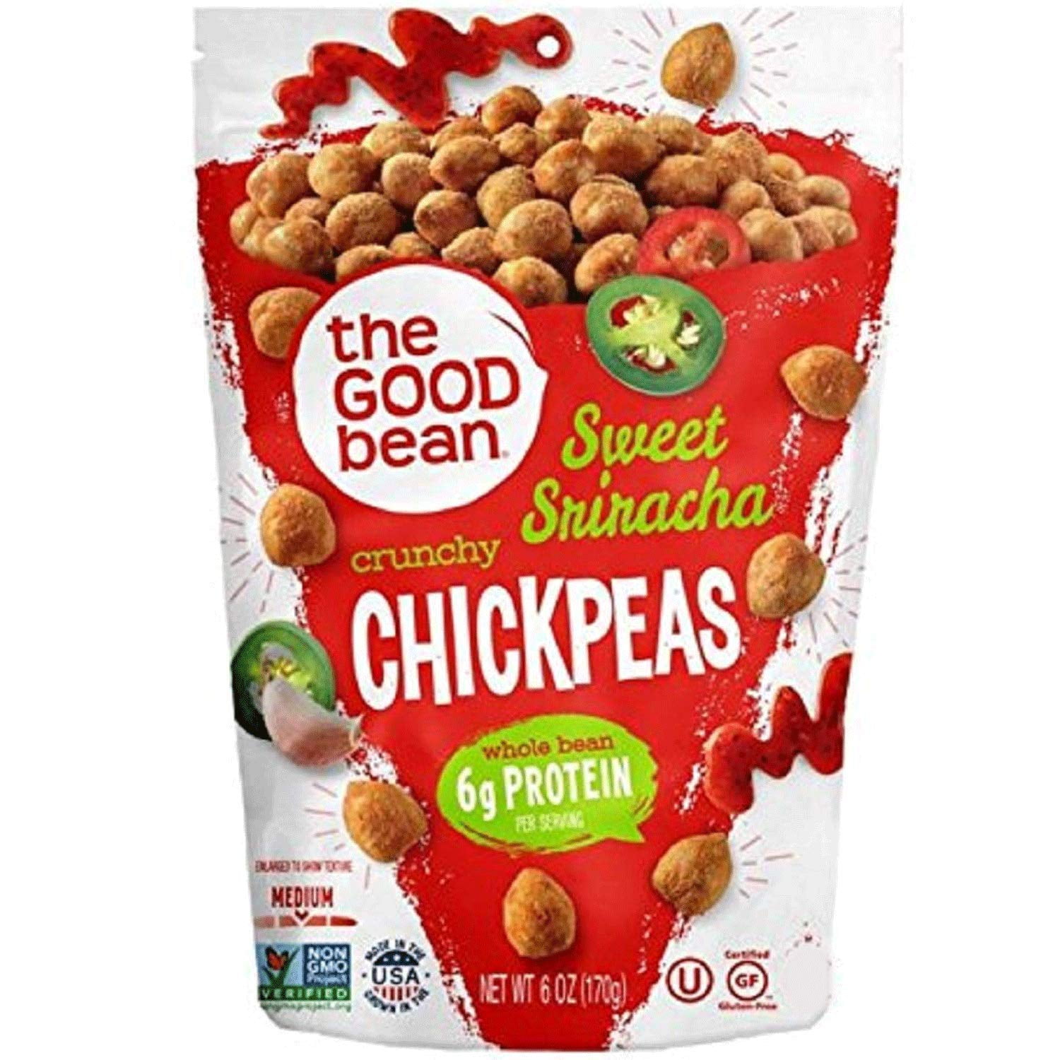 (Pack of 6), The Good Bean Sweet Sriracha Crunchy Chickpeas, 6 oz ...