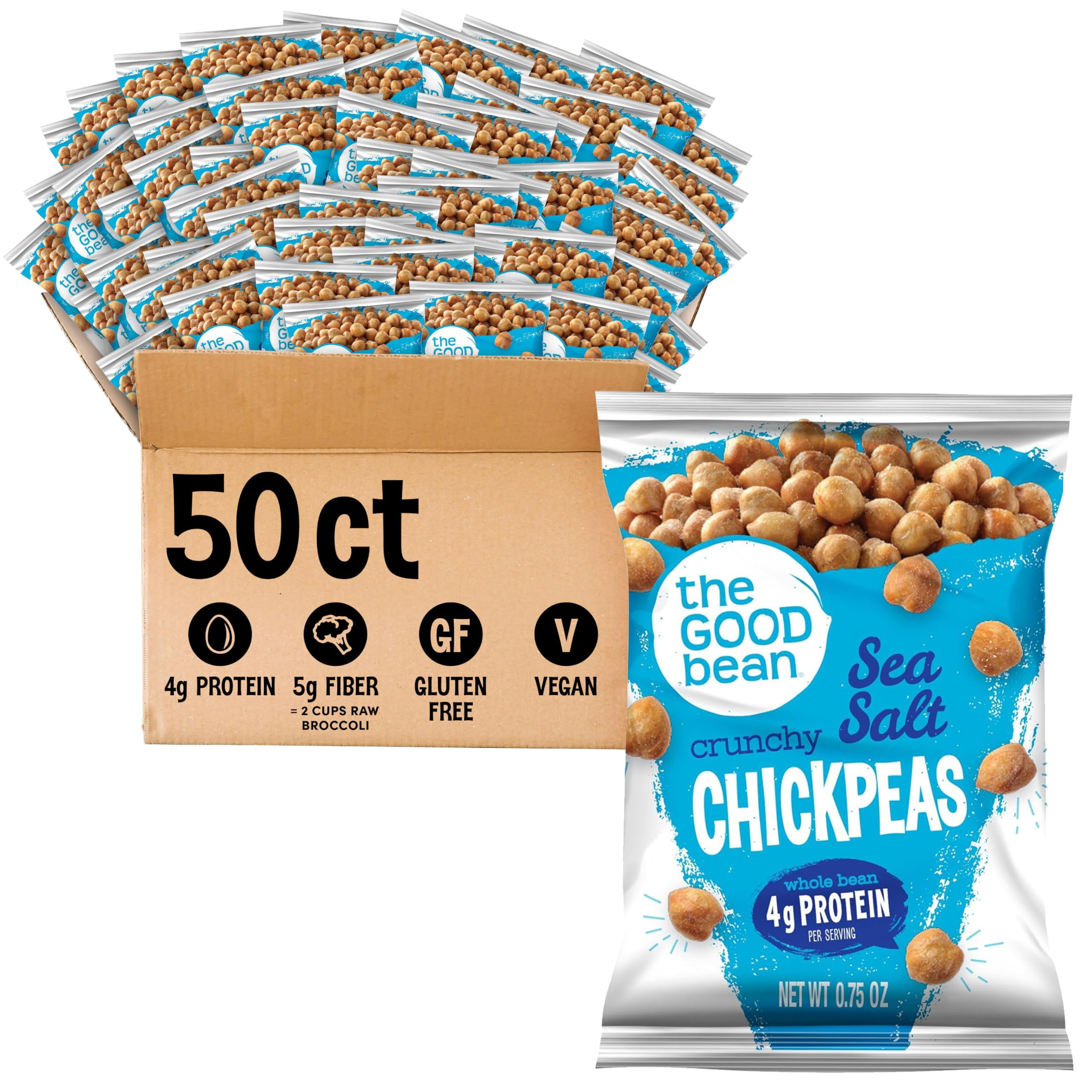 The Good Bean Crunchy OIF8 Chickpeas - Sea Salt - (50 Pack) 0.75 oz Bag ...