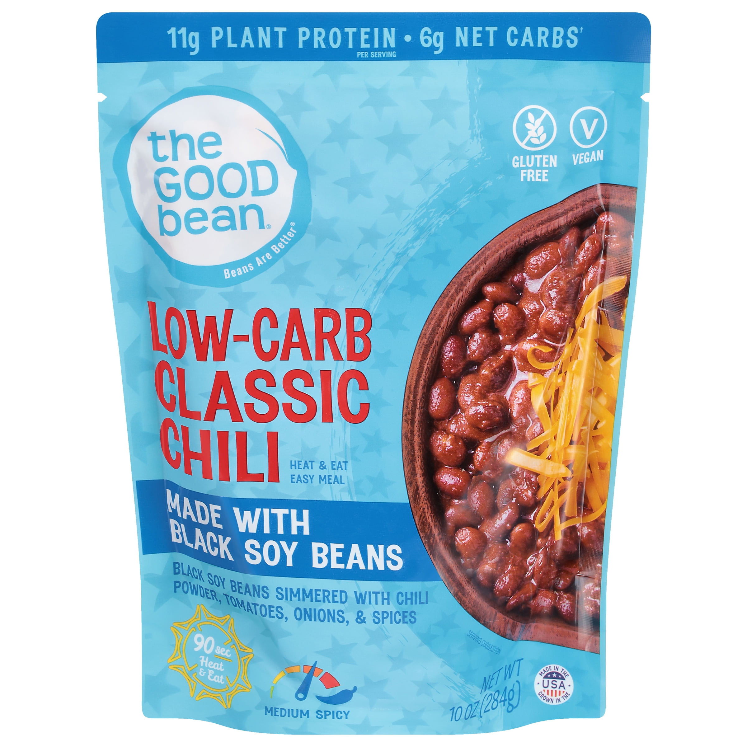 The Good Bean Heat and Eat Pouch, Low-Carb Classic Chili Black Soybeans ...