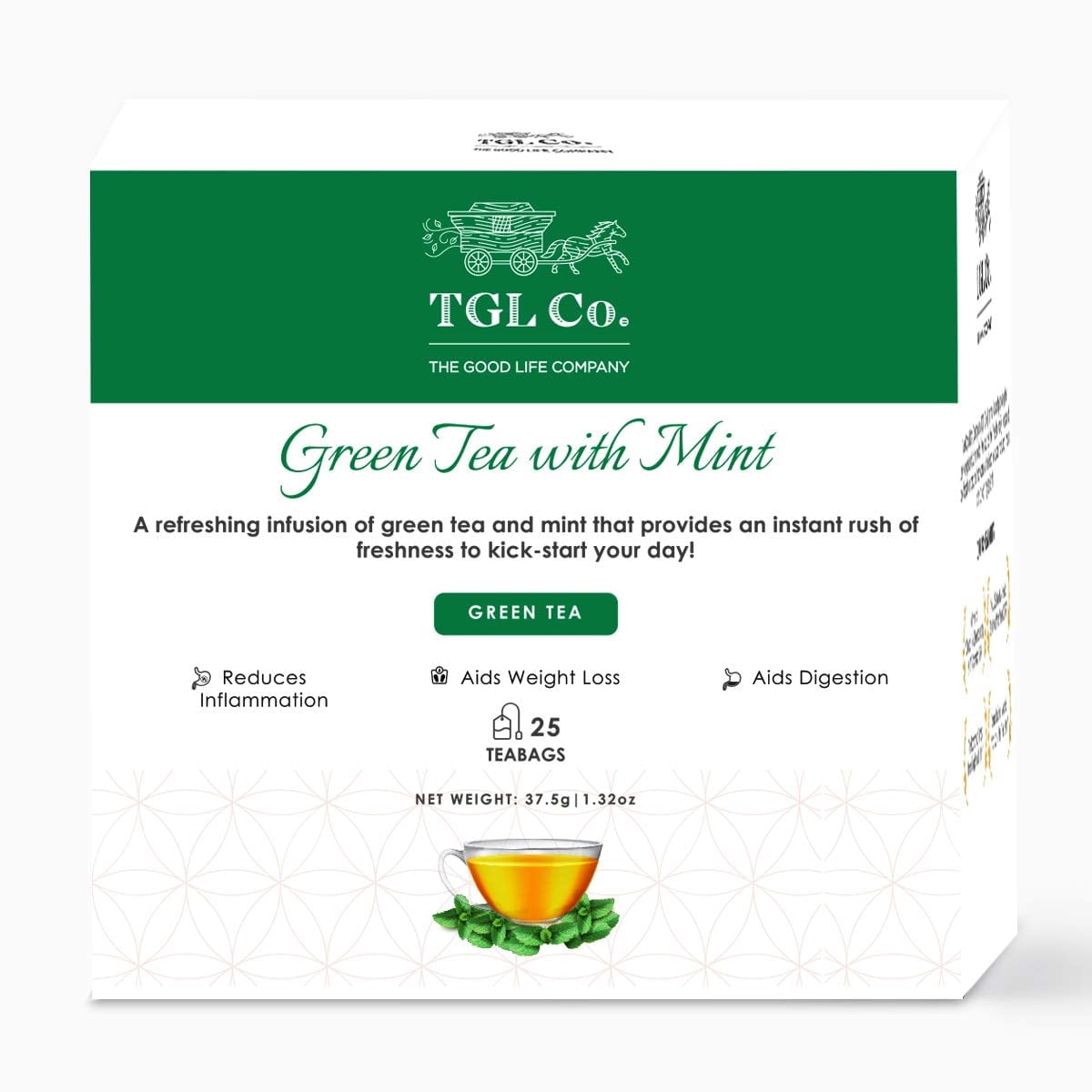 The Good Life Company Green Tea With Mint Dust Tea Bags (25 Tea Bags ...