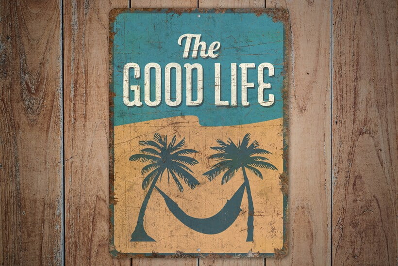 The Good Life Sign Beach Sign Beach Sign Beach House Sign Vintage Style ...