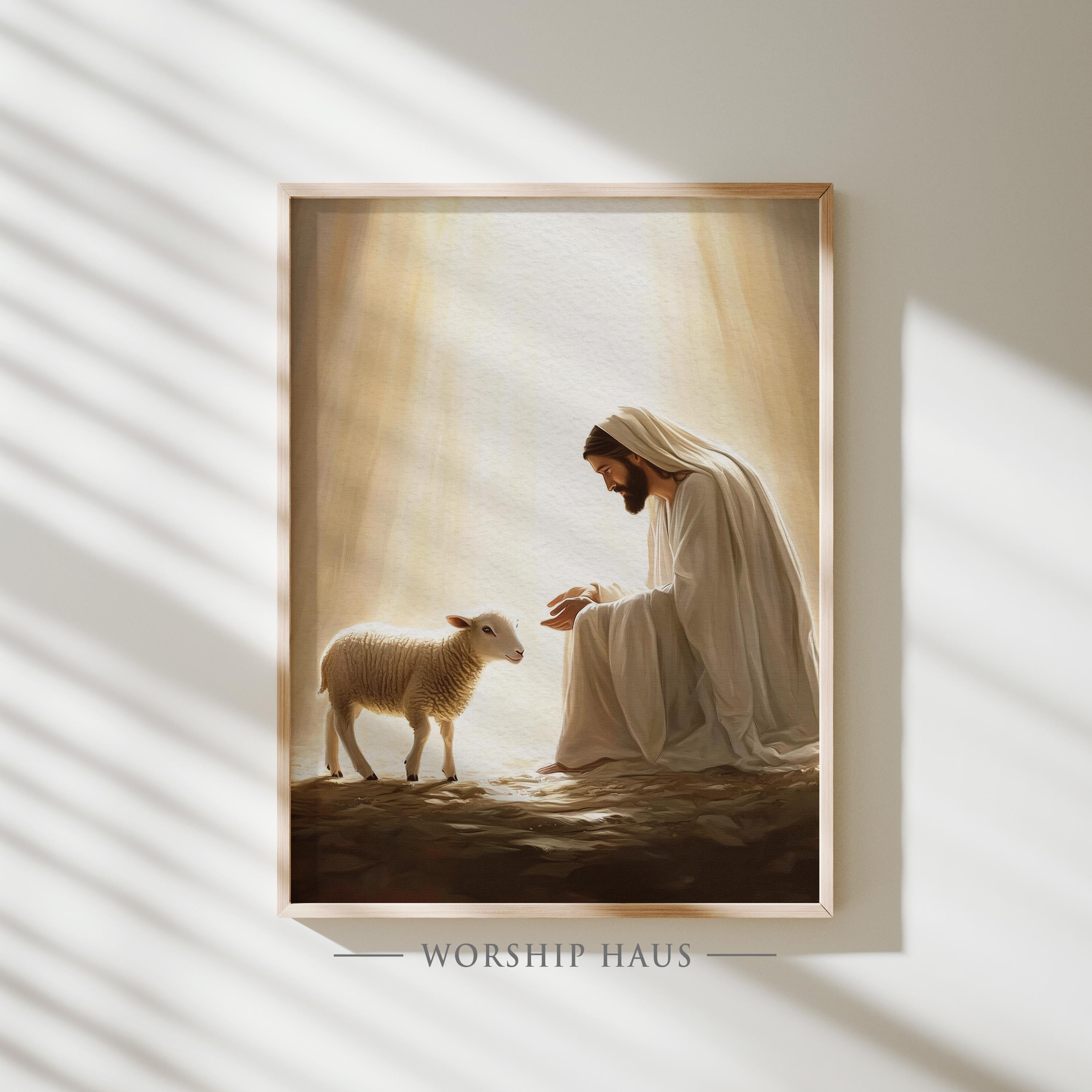 The Good Shepherd Calls His Lamb Christian Art Jesus And Lamb Scene ...
