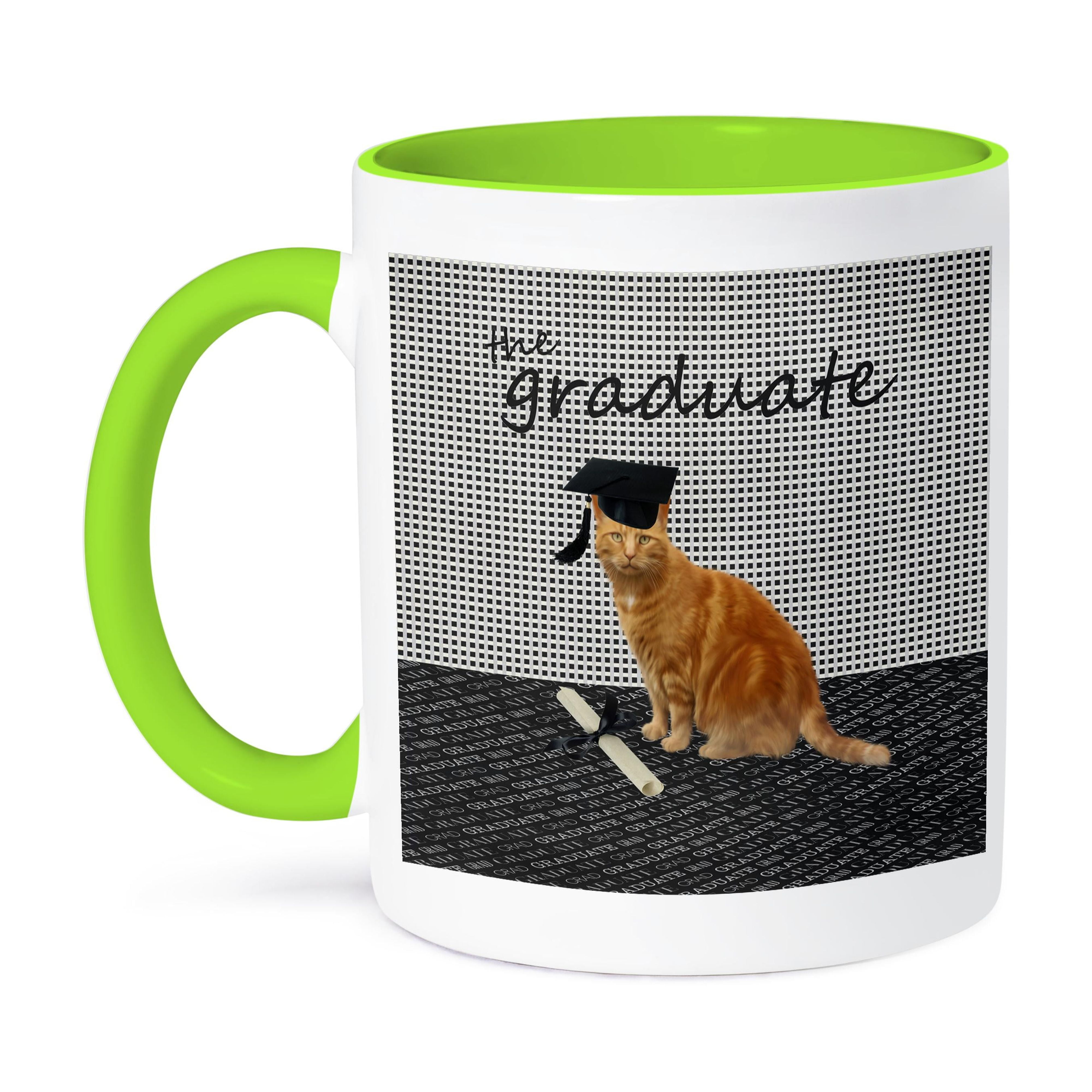 3dRose, The Graduate Yellow Cat with Cap and Diploma on Graduation ...