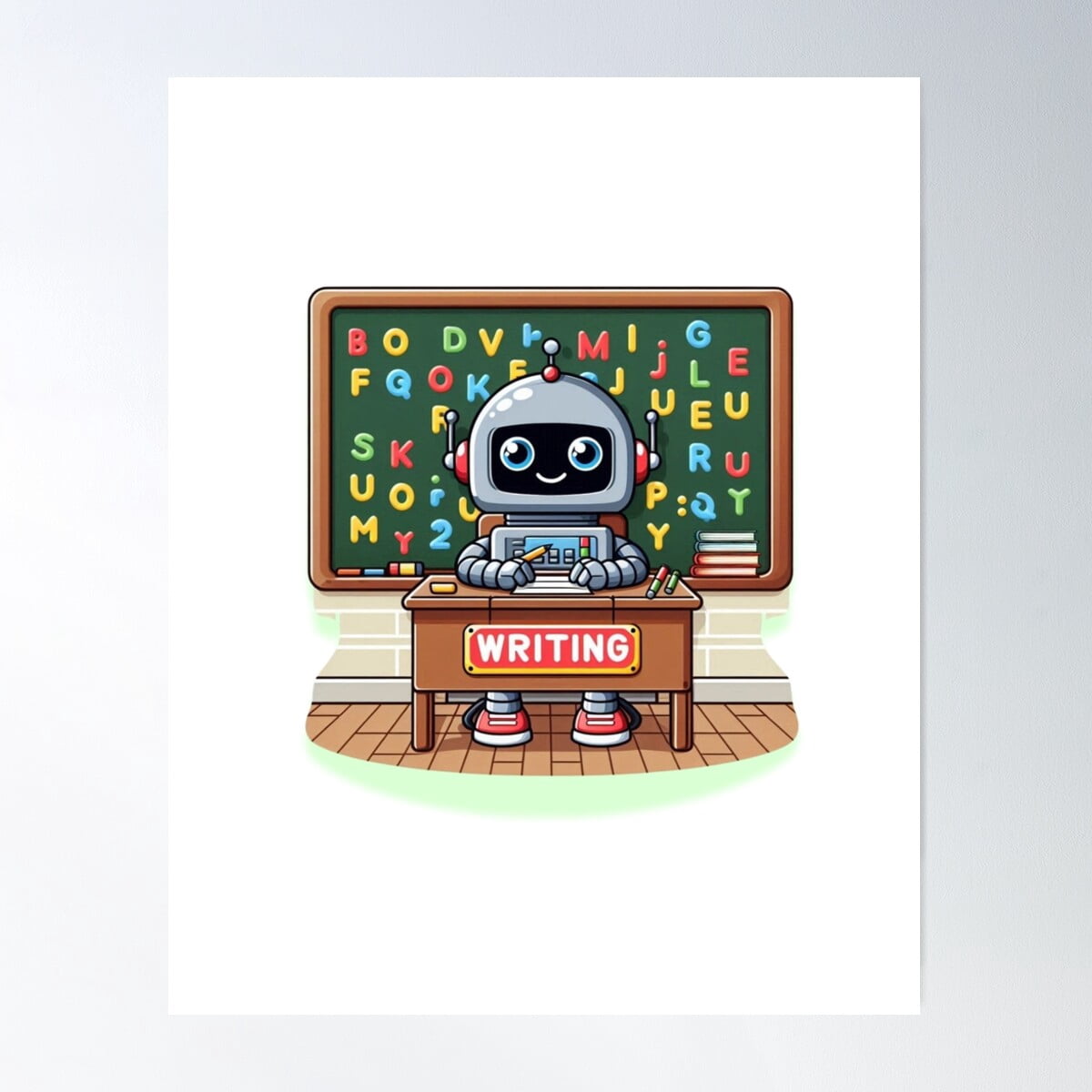 The Grammar Guardian Robot Poster Wall Art, Modern Wall Decor For ...