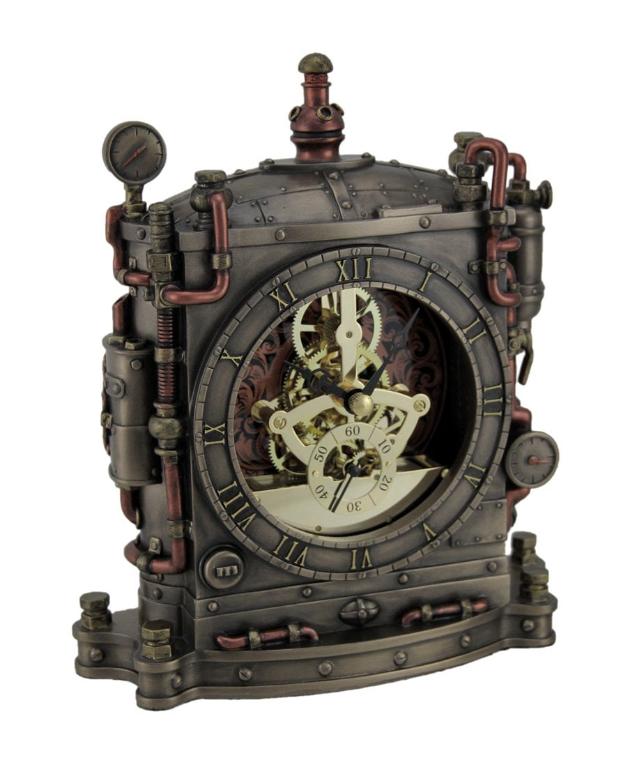Resin Mantel Clocks The Grand Machine Steampunk Style Bronze Finished ...