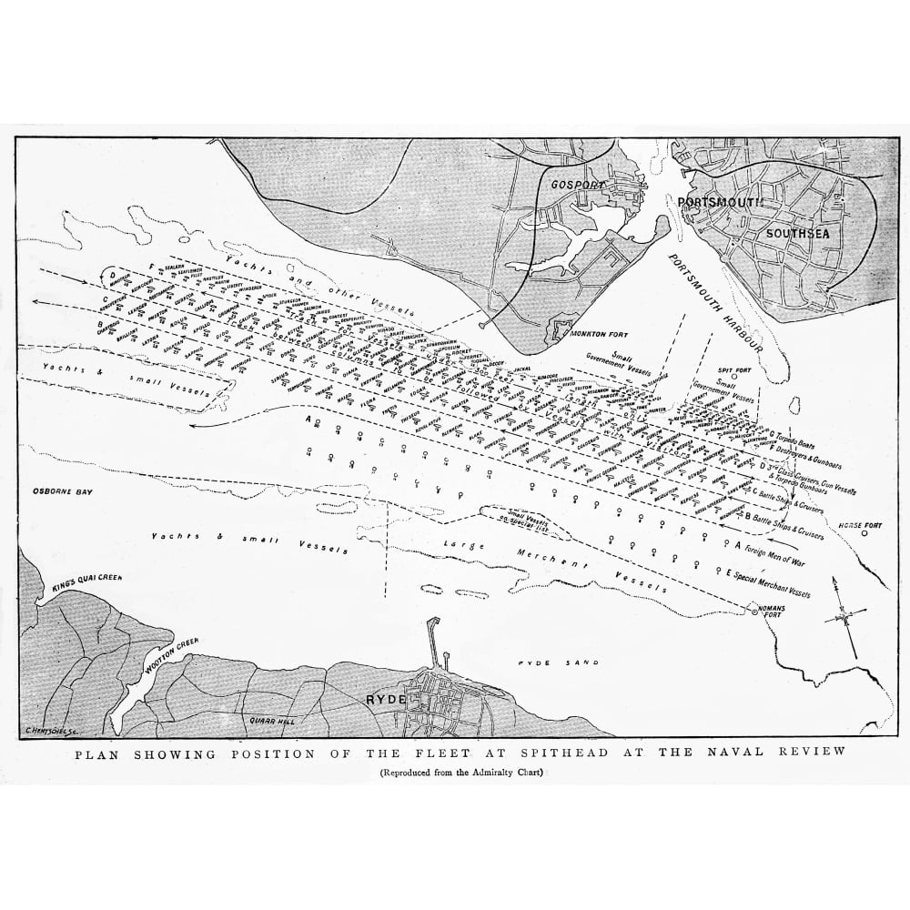 The Graphic Newspaper/Naval review 1897 Plan showing the position of ...