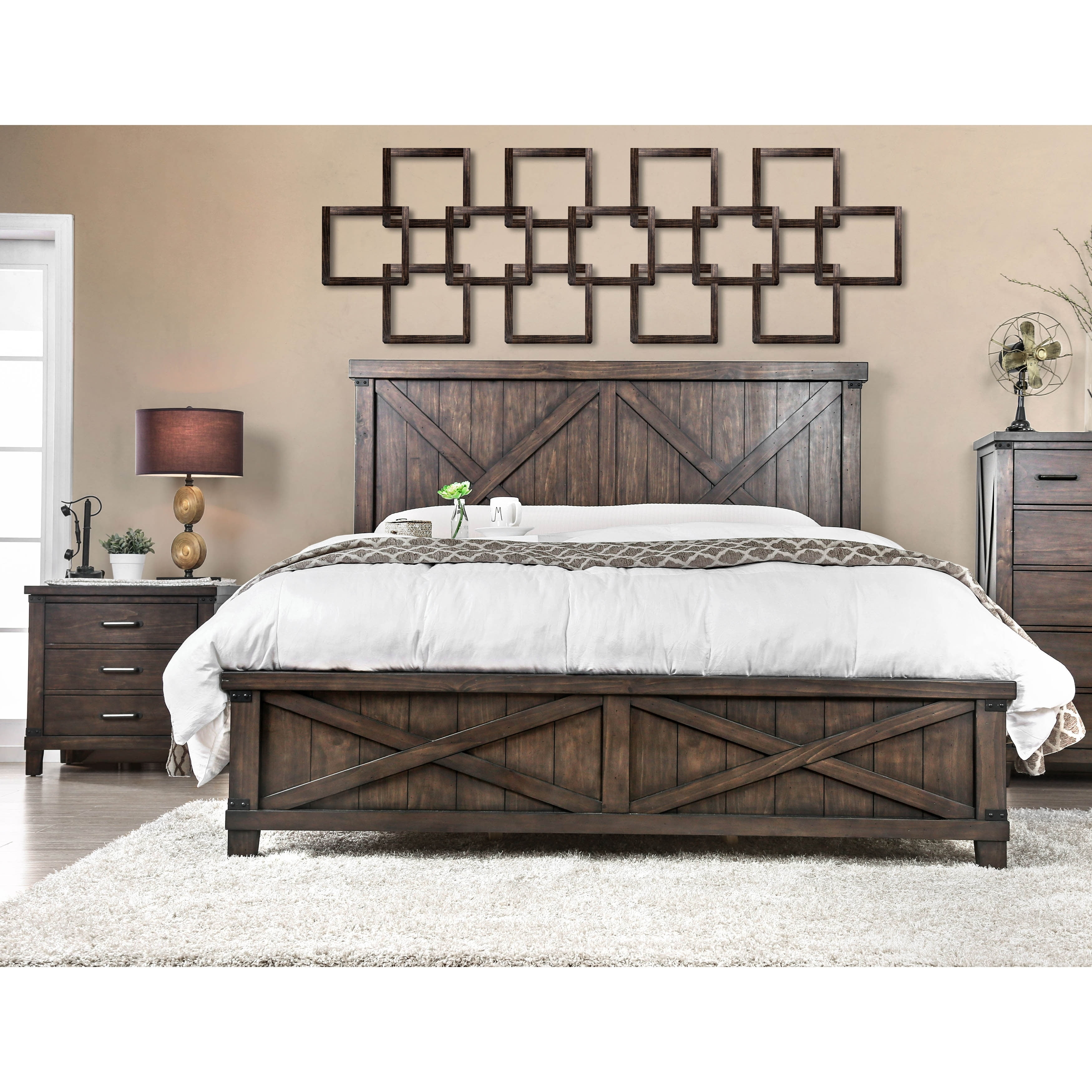 The Gray Barn Epona Rustic Dark Walnut Wood 2-Piece Panel Bed and ...