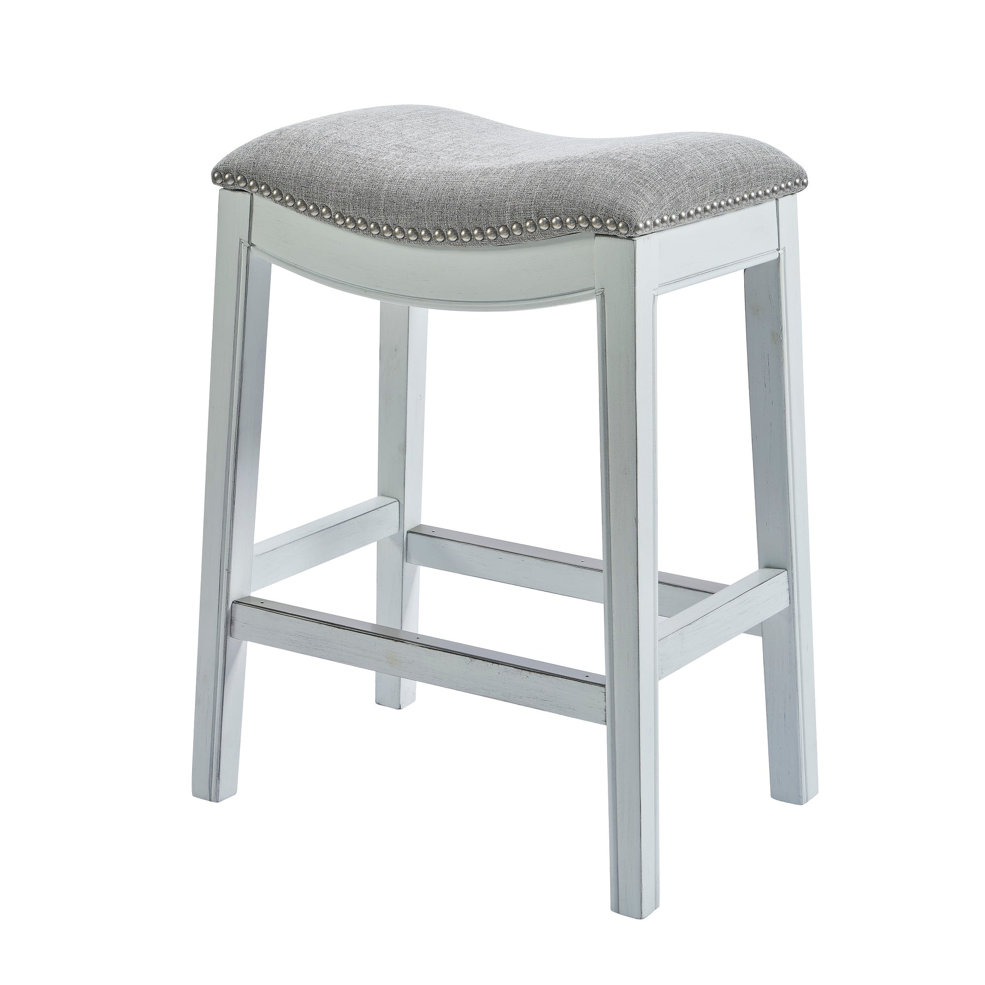 The Gray Barn Kelpie River Whitewash 26" Counter Height Stool with Gray ...