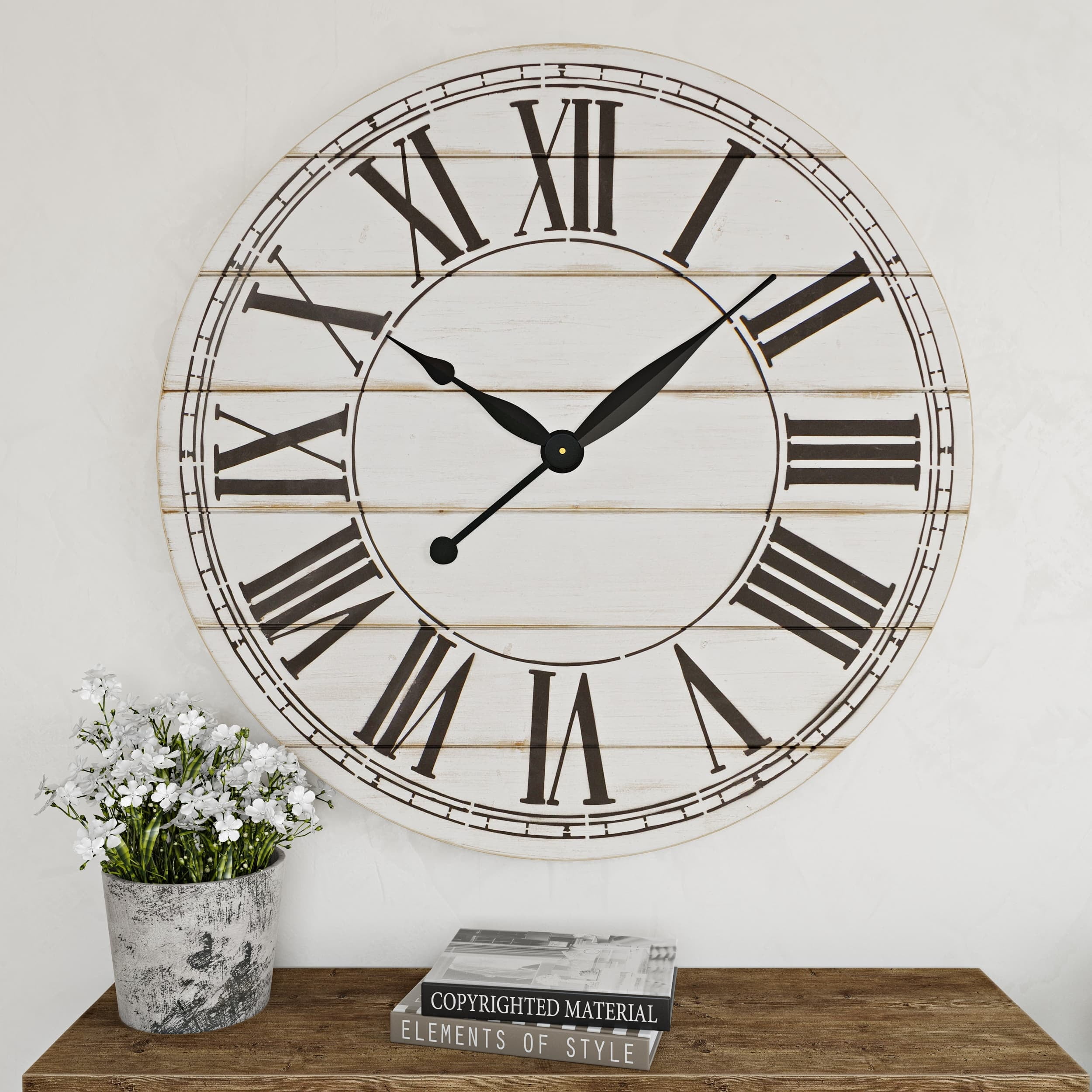 The Gray Barn Oversize Shiplap Wall Clock White - Walmart.com