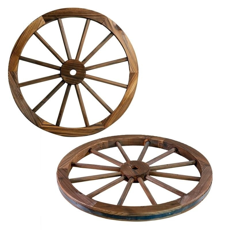 The Gray Barn Zephyr Grange Wooden Wagon Wheel with Rustic Finish (Set ...
