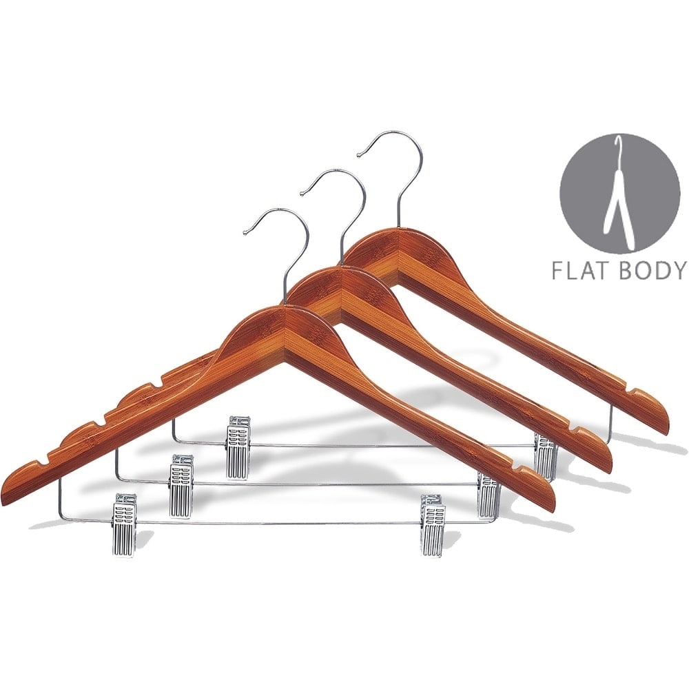 The Great American Hanger Company Bamboo Combo Hanger with Adjustable ...