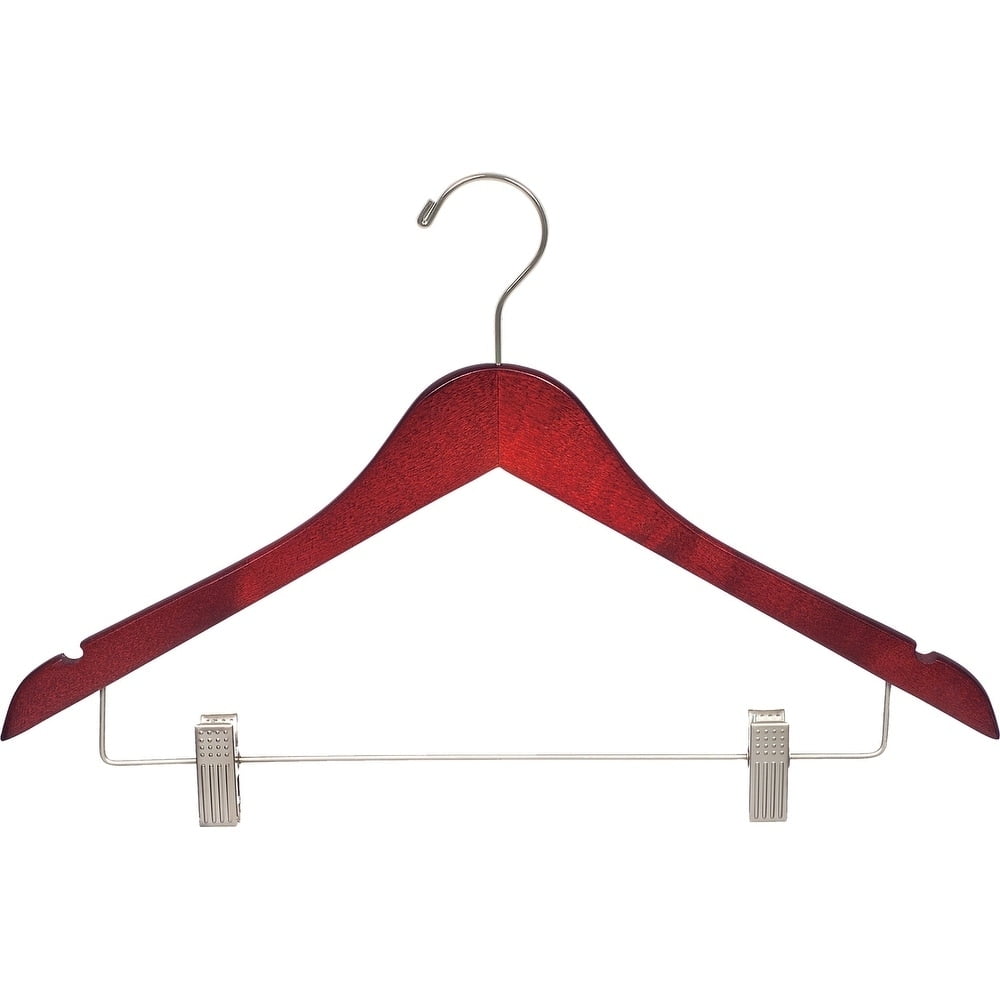 The Great American Hanger Company Cherry Finish Wooden Combo Hanger ...