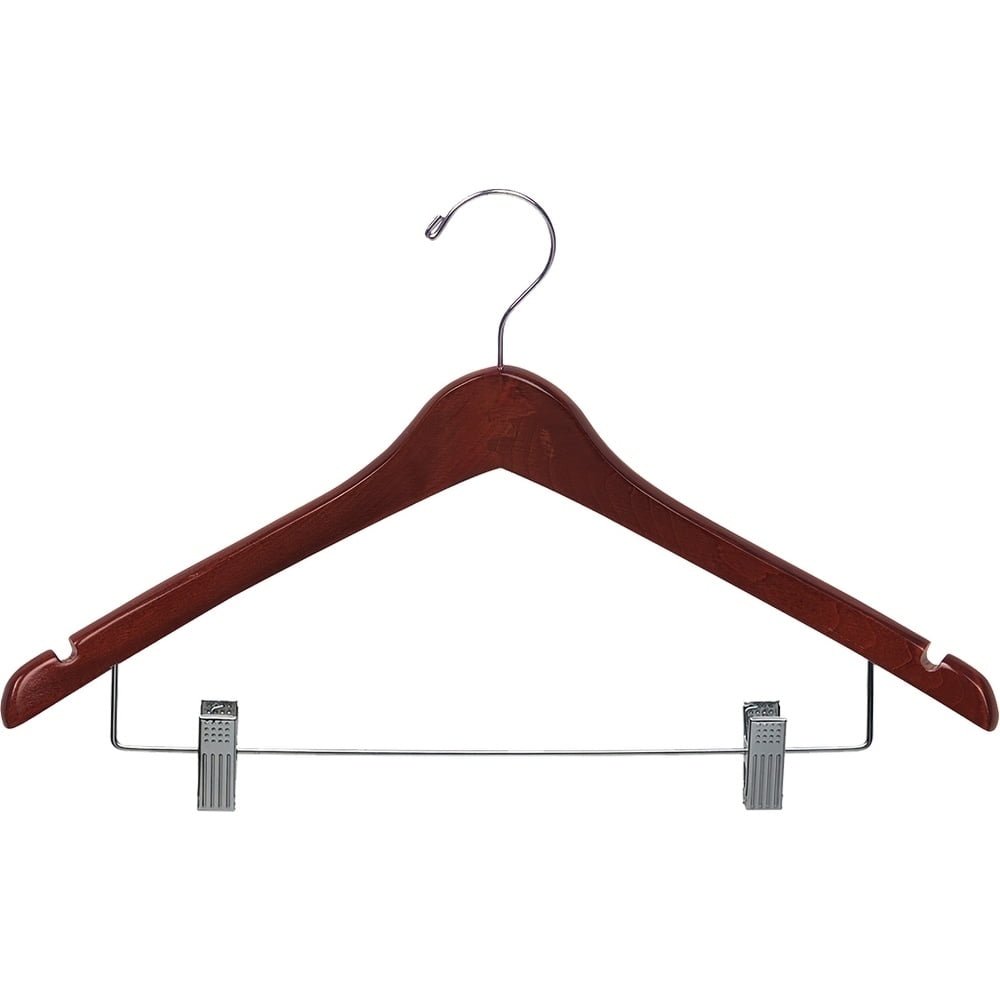 The Great American Hanger Company Curved Wooden Combo Hanger with ...