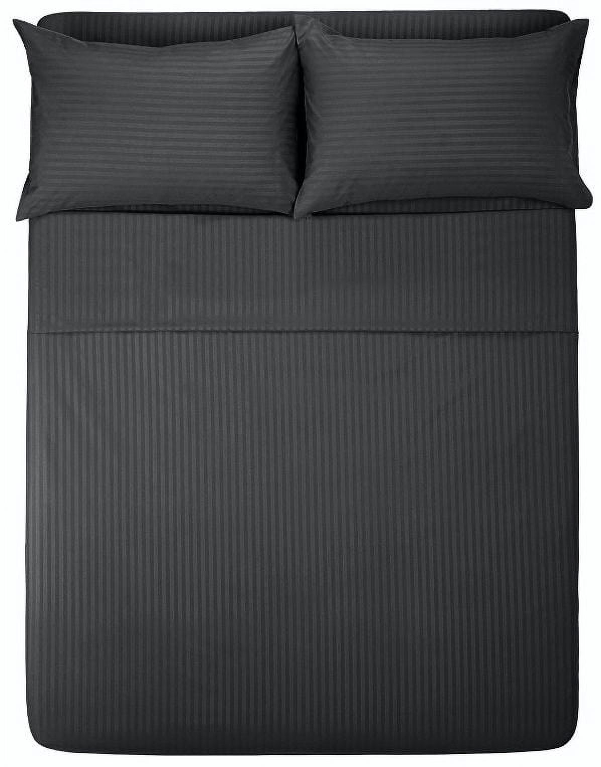 The Great American Store- 4PC (Twin XXL, Stripe Black) 18 Inch Deep Sheet Set, 600 TC Luxurious ...