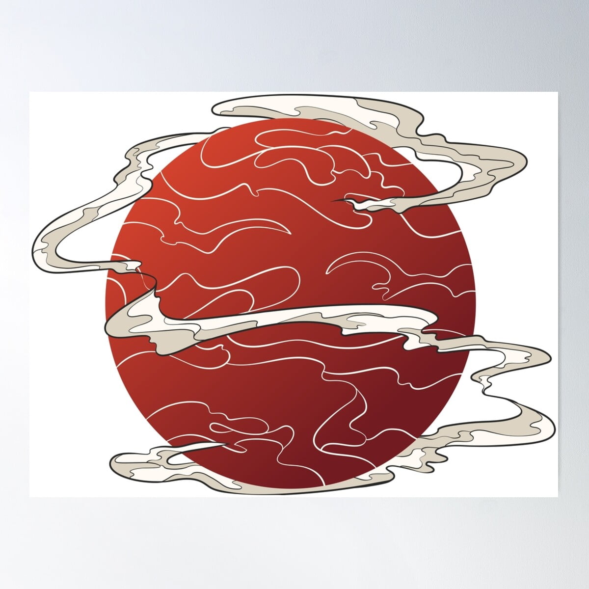 The Great Japanese Moon - Vector Illustration Poster Wall Art, Modern ...