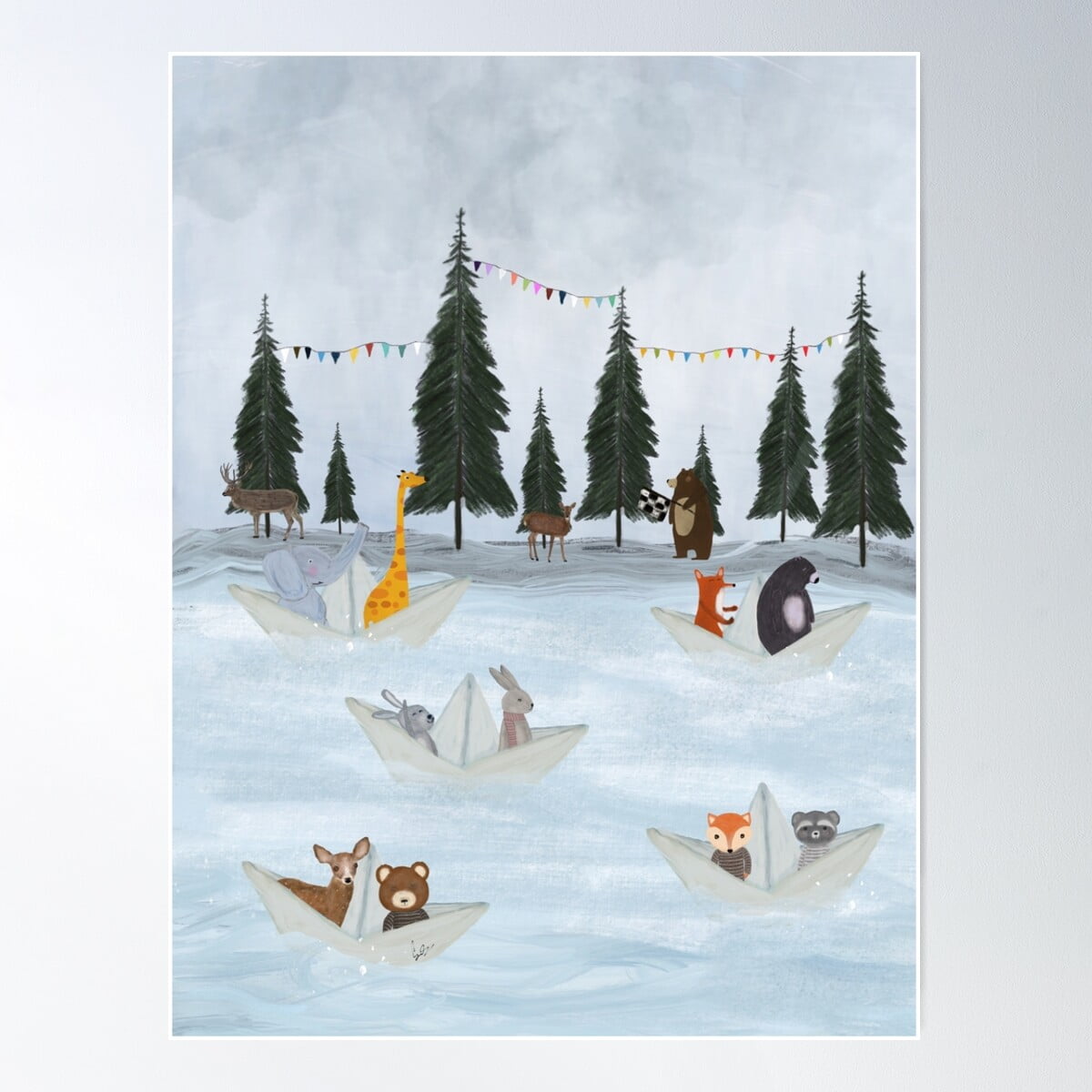 The Great Paper Boat Race Poster Wall Art, Modern Wall Decor For Living ...