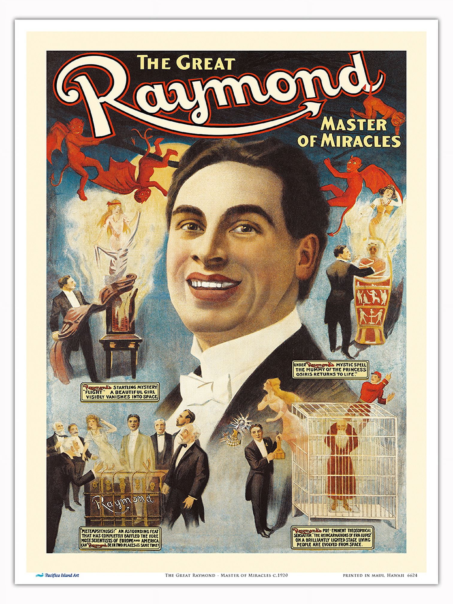 The Great Raymond - Master of Miracles - Vintage Magic Poster c.1920 ...