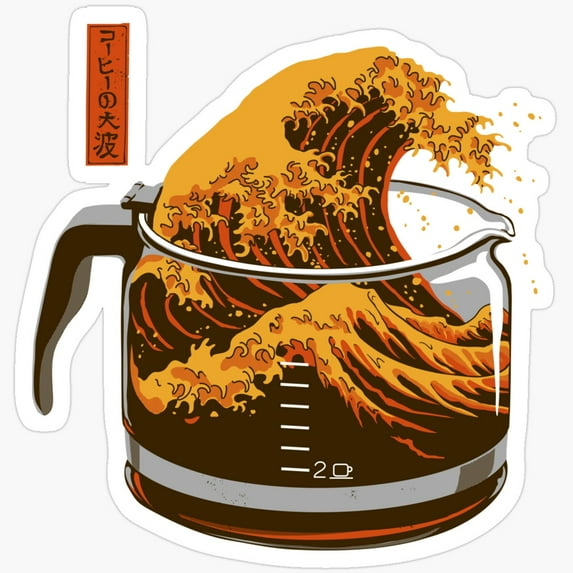 The Great Wave Of Caffeine Sticker. Gift For You - Decorate Laptops ...