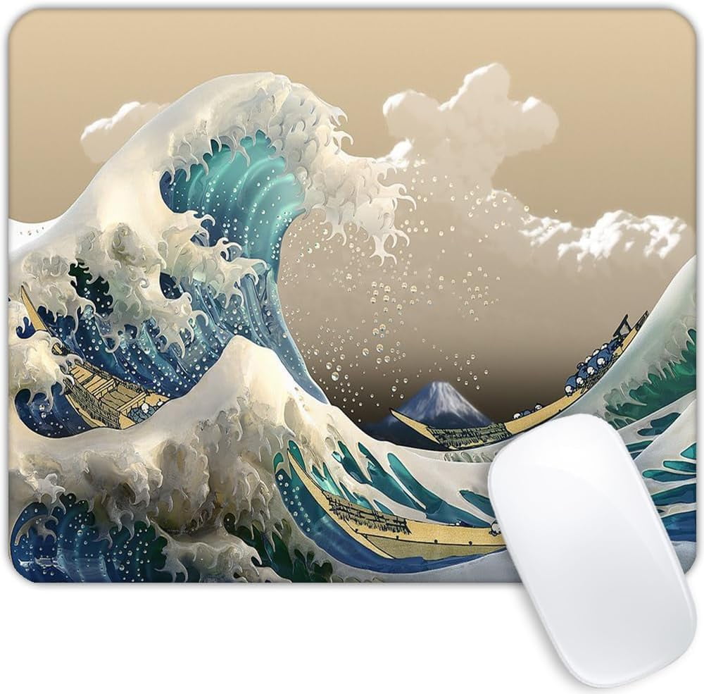 The Great Wave Off Kanagawa Customized Mouse Pad Non-Slip Rubber Base ...