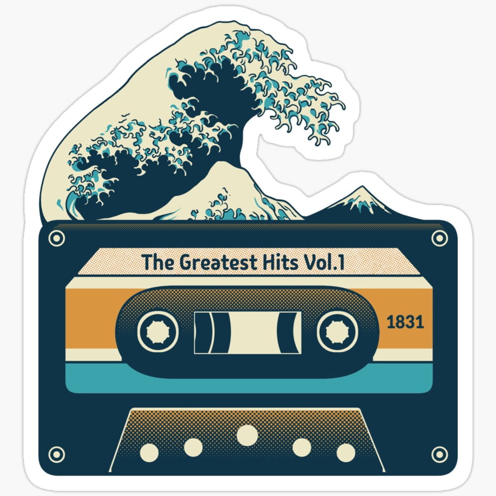 The Great Wave Song Of Kanagawa Cassette Sticker Phone Decal Water ...