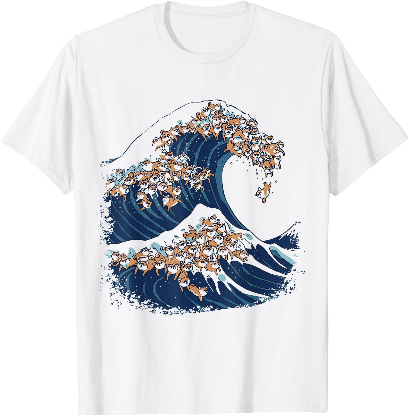 The Great Wave of Shiba Inu Funny T-Shirt,Charcoal color,size YouthS ...