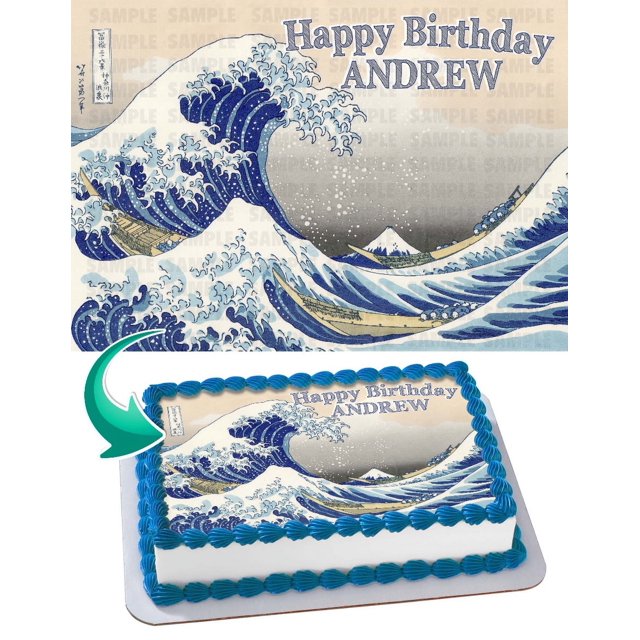 The Great Wave off Kanagawa Edible Cake Image Topper Personalized ...