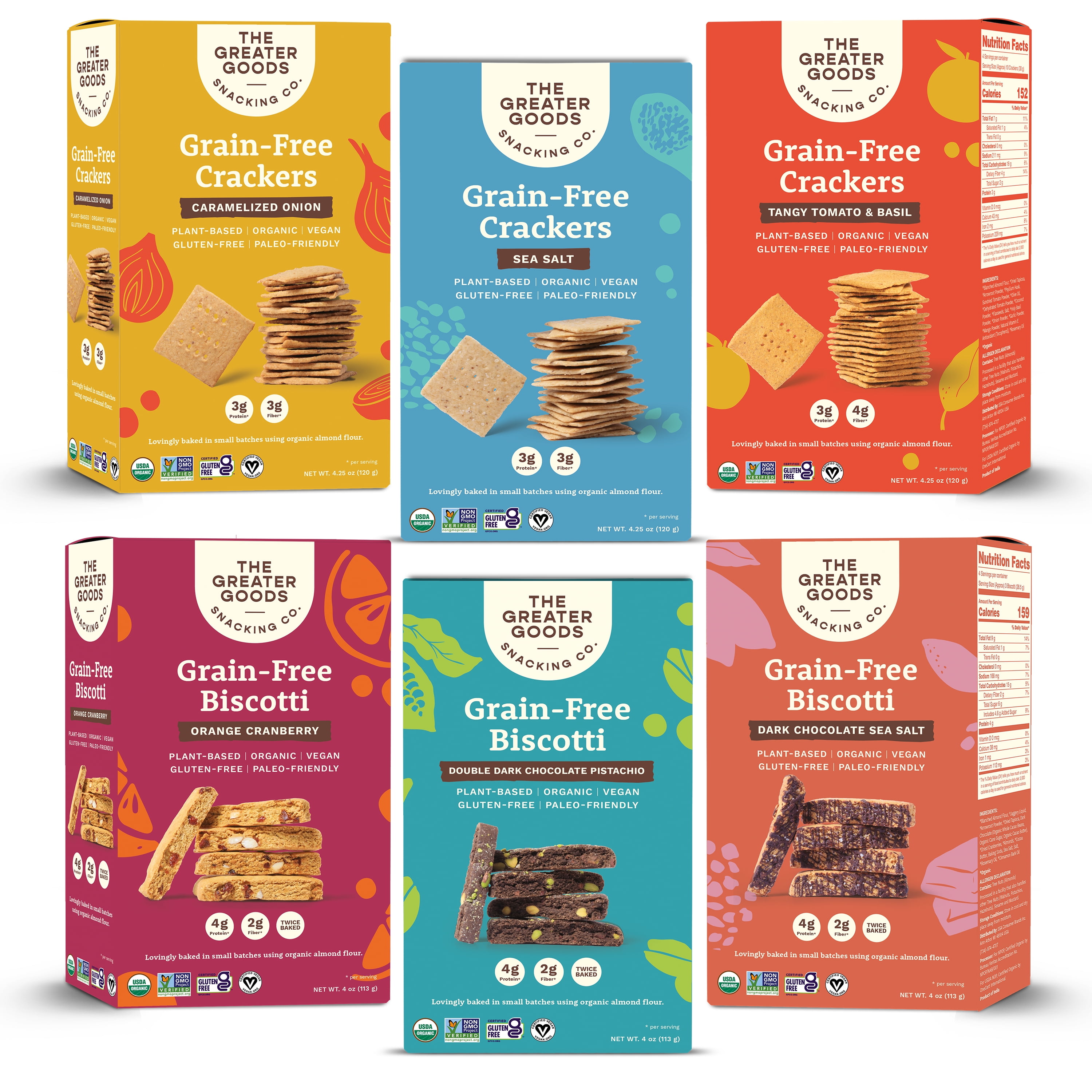 The Greater Goods Snacking Co., Gluten Free Biscotti & Crackers Sampler ...
