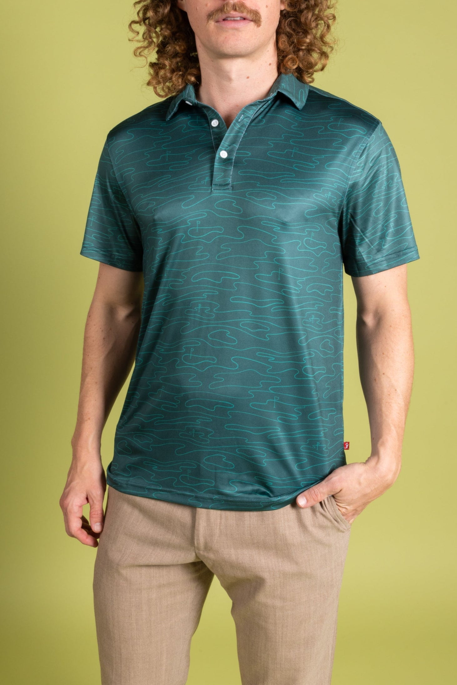 The Green Tea - Shinesty Golf Holes Topography Men’s Polo Small ...