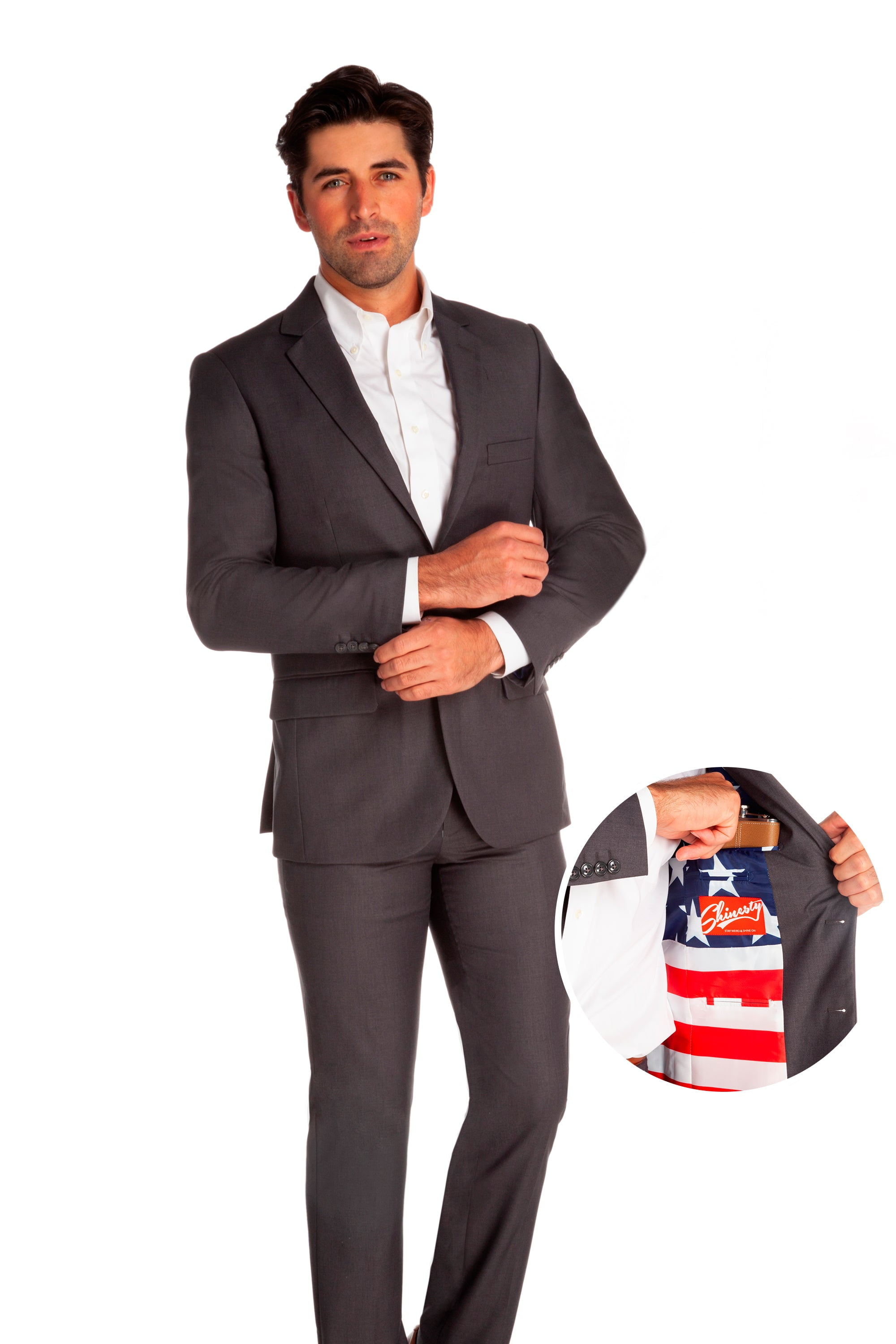 The Grey Madison - Shinesty American Flag Lined Suit US Jacket 52 ...