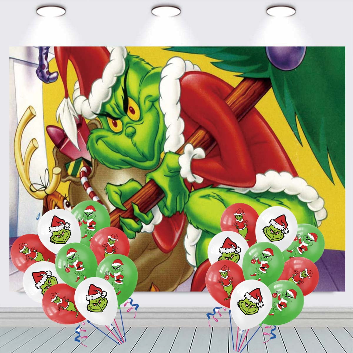 The Grinch Banner Backdrop Background Birthday Balloons Party Supplies ...