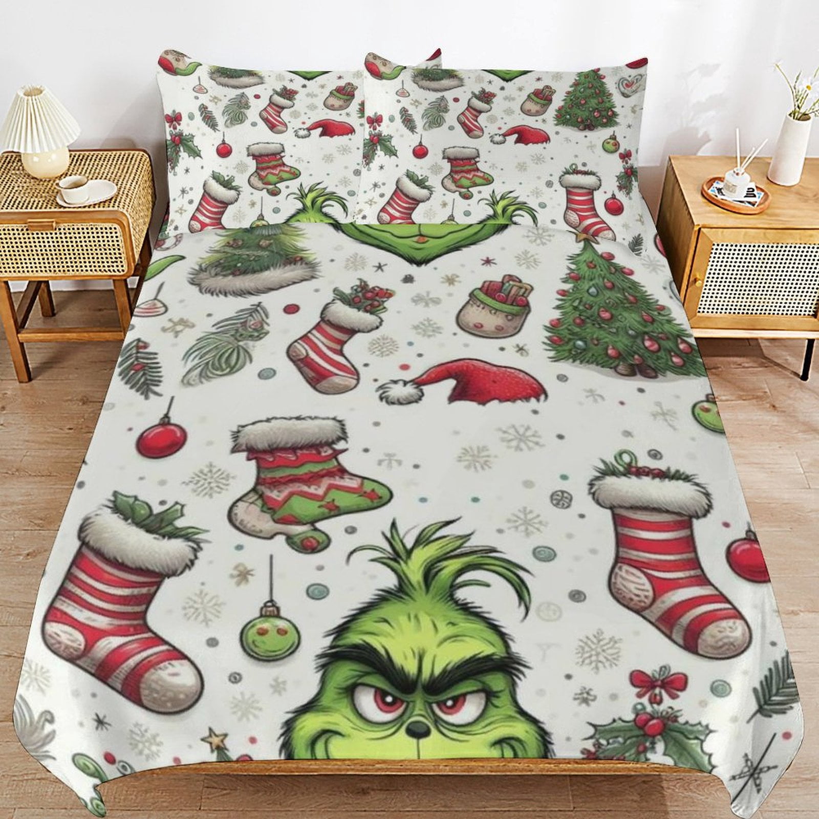 The Grinch Bedding Sets ,Cute The Grinch Printed Duvet Cover Soft ...