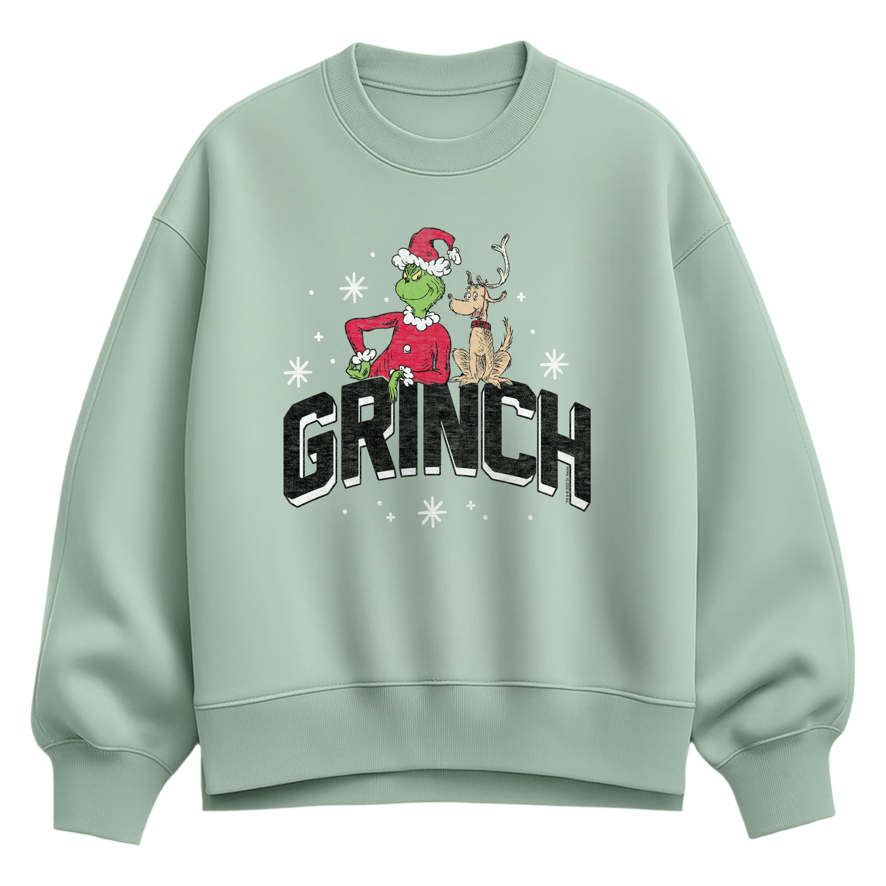 The Grinch - Block Letters And Max - Women's Oversized Fleece Crew ...