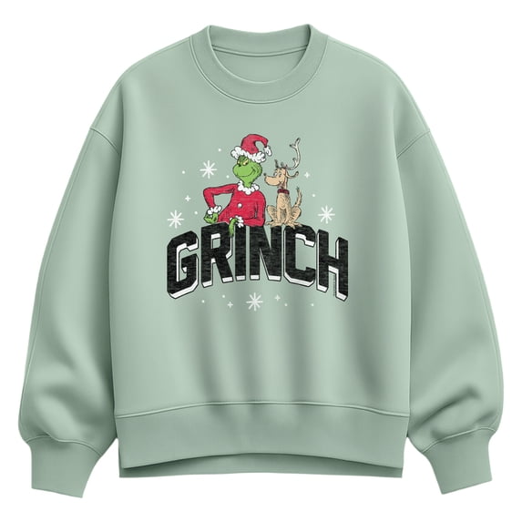 The Grinch - Block Letters And Max - Women's Oversized Fleece Crew ...