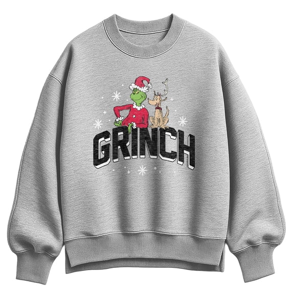 The Grinch - Block Letters And Max - Women's Oversized Fleece Crew ...