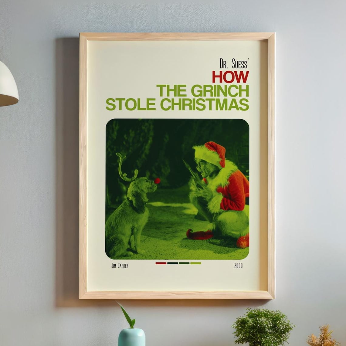 The Grinch Christmas Movie Poster Minimalistic Modern Monochromatic ...