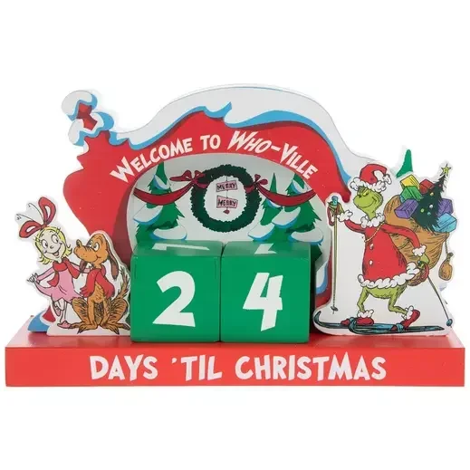 The Grinch Days ’Til Christmas Countdown Calendar with Number Blocks ...