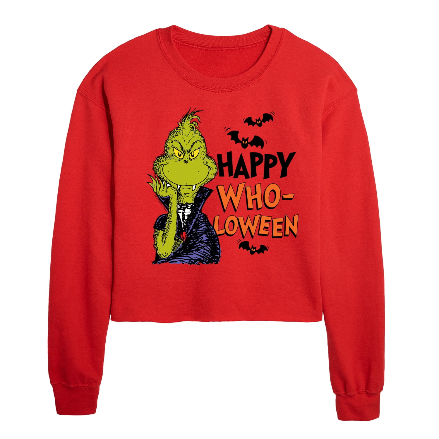 The Grinch - Grinch Happy Wholoween - Juniors Cropped Crew Neck ...