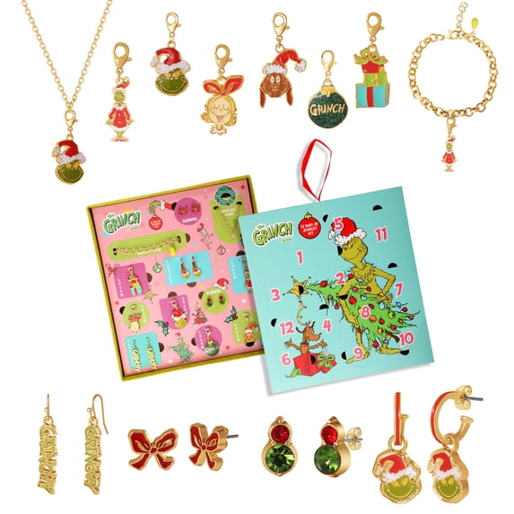 The Grinch Holiday Charm Jewelry Advent Set with Earrings and Chains ...