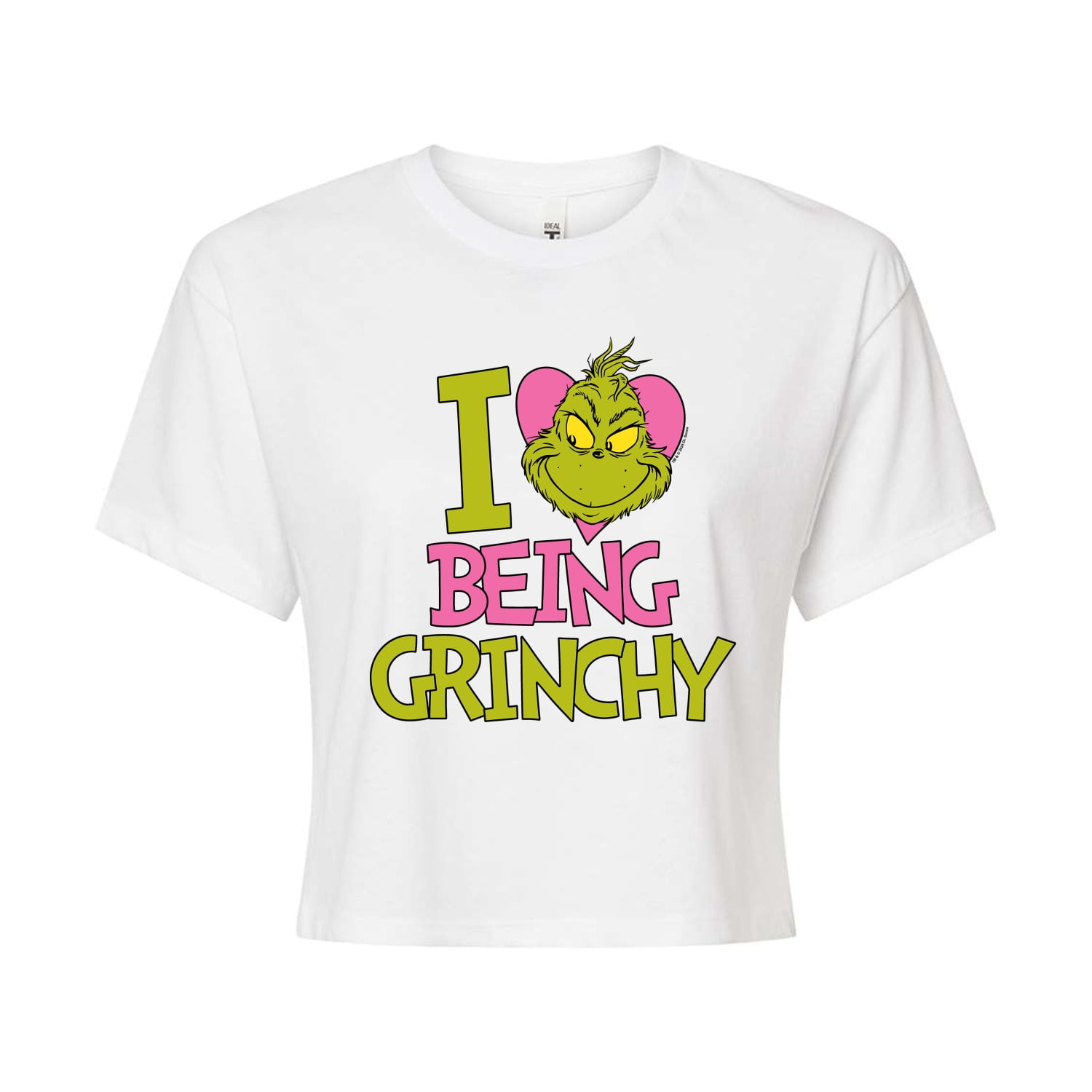 The Grinch - I Love Being Grinchy - Juniors Cropped Cotton Blend T ...