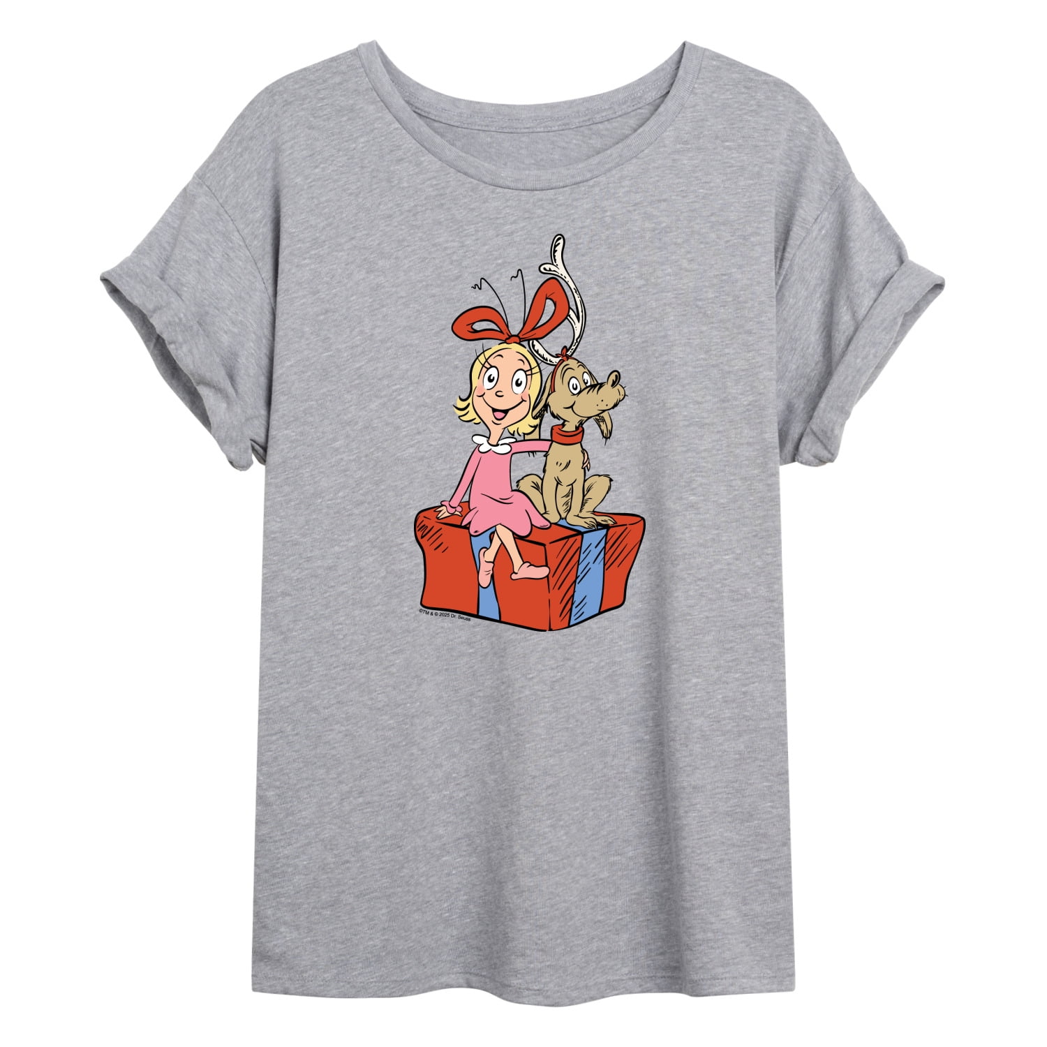 The Grinch - Max And Cindy Lou Present - Juniors Oversized Graphic T ...