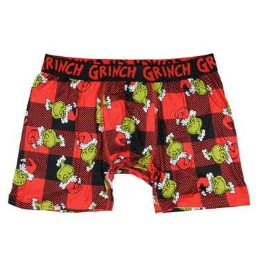 Dr. Seuss Grinch Merry Grinchmas Santa Grinch Buffalo Plaid Boxer ...