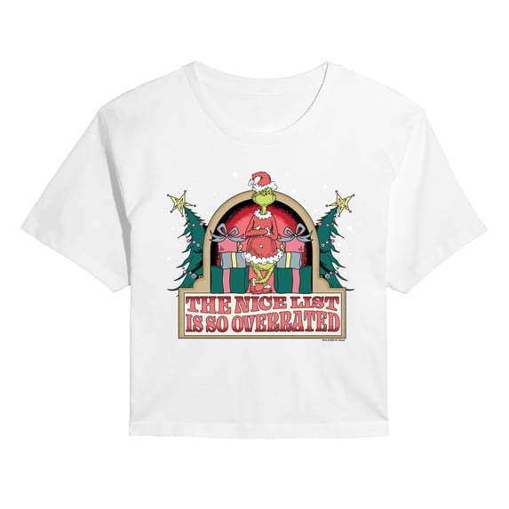 The Grinch - Nice List Is So Overrated - Juniors Cropped Graphic T ...
